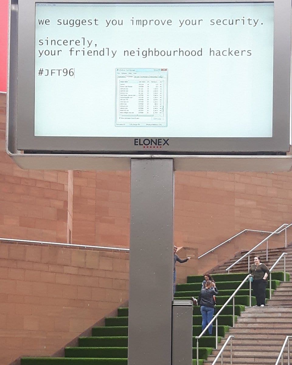 Liverpool digital sign hack. | Billboard Insider™