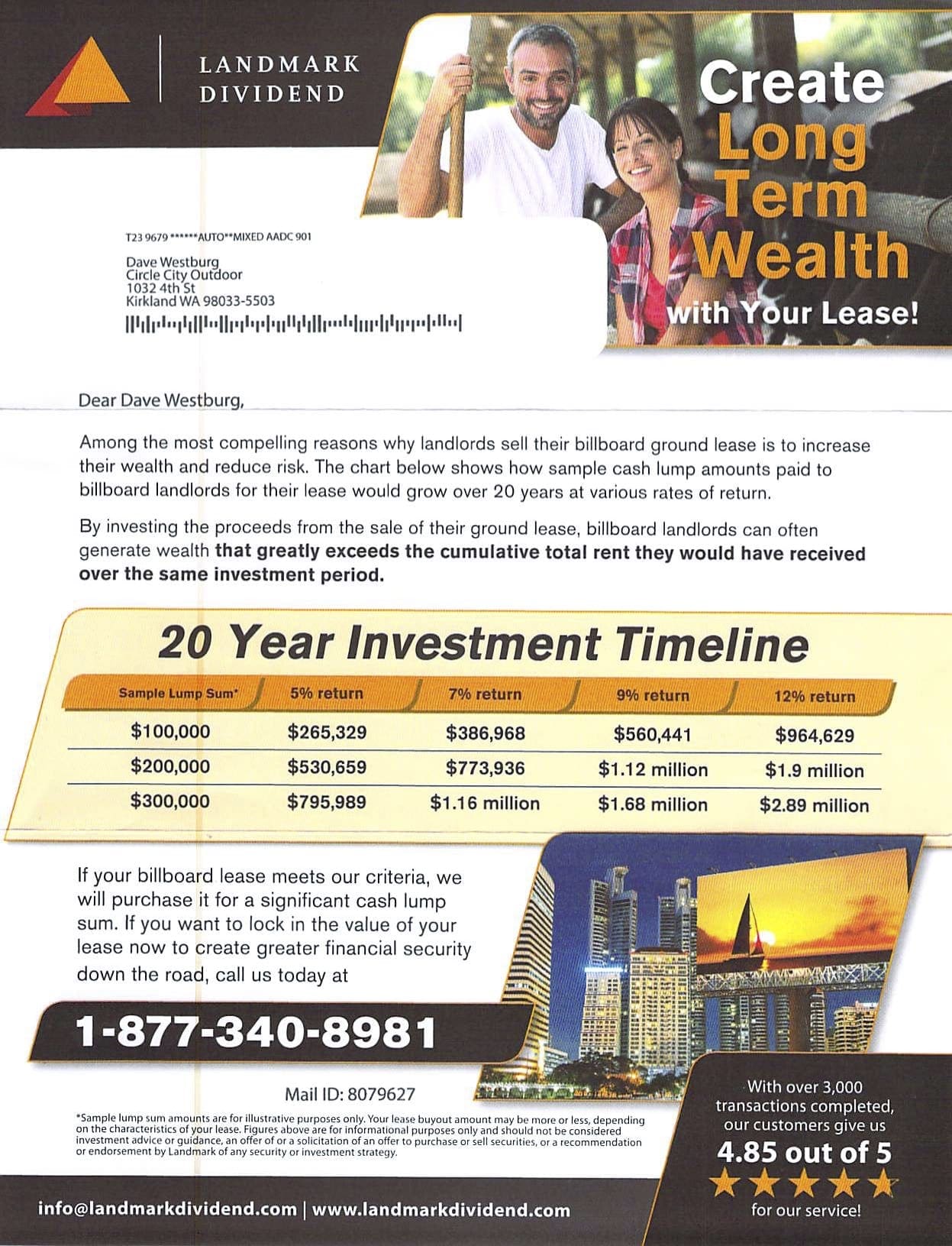 Landmark Dividend Marketing Letter | Billboard Insider™