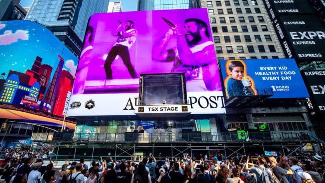 Post Malone Performs On Digital Screen in Times Square | Billboard Insider™