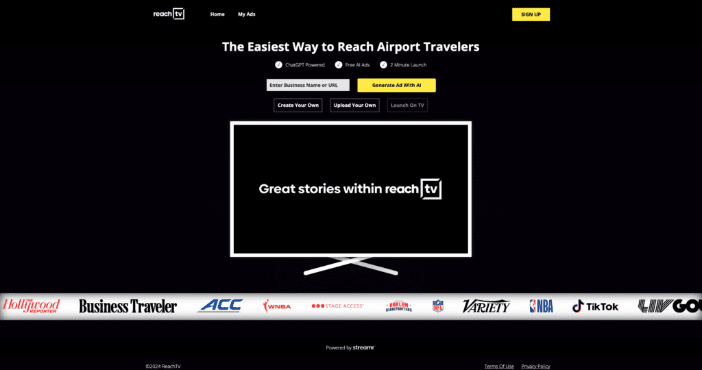 Reach TV and streamr.ai Launch New Self-Serve Airport TV Platform ...
